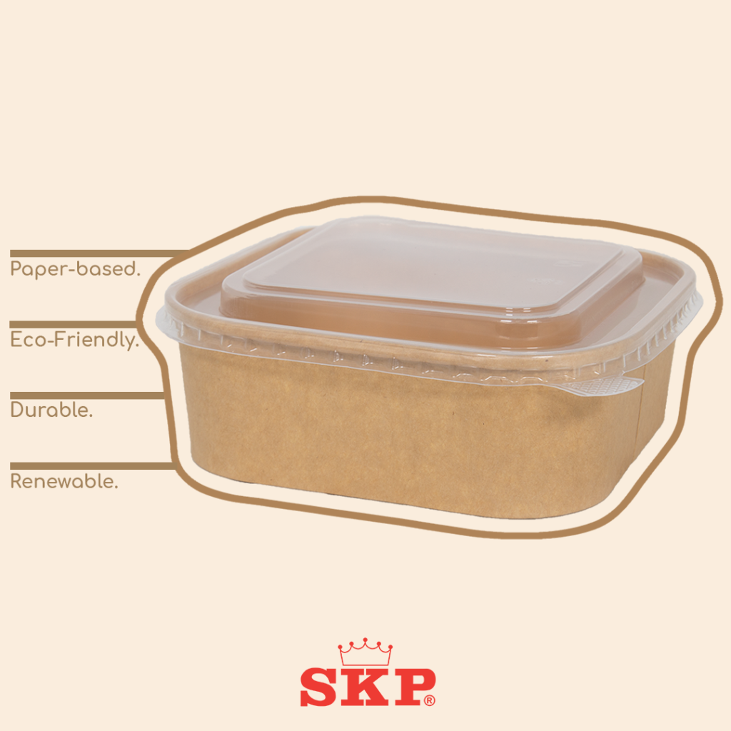 SKP Durable Plastic Lid For Square Kraft Paper Bowl 750ml/1000ml - SKP ...