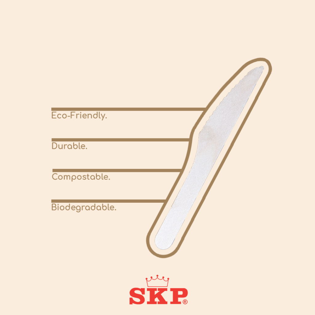 SKP Biodegradable Compostable Disposable 16cm Wooden Knife - SKP Pte Ltd